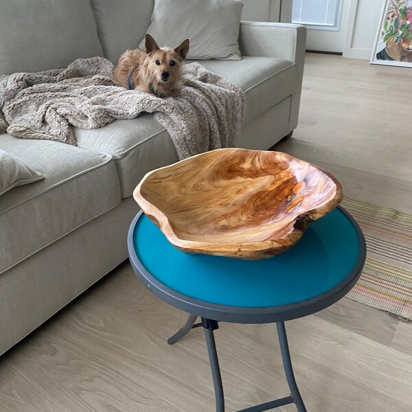Handcrafted Rustic Wooden Serving Bowl, Long Dough Bowl, Home Decor ...