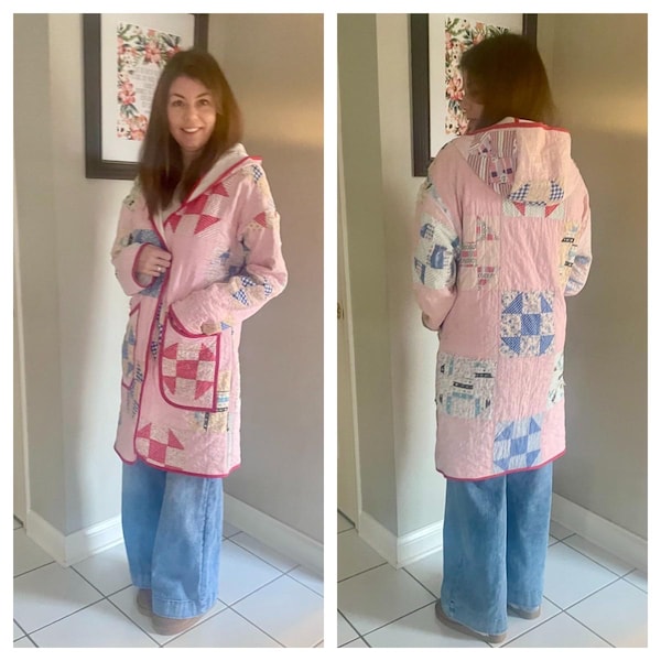 Hooded Quilt Coat Sewing Pattern: Omilla Design, PDF + Projector File - Etsy