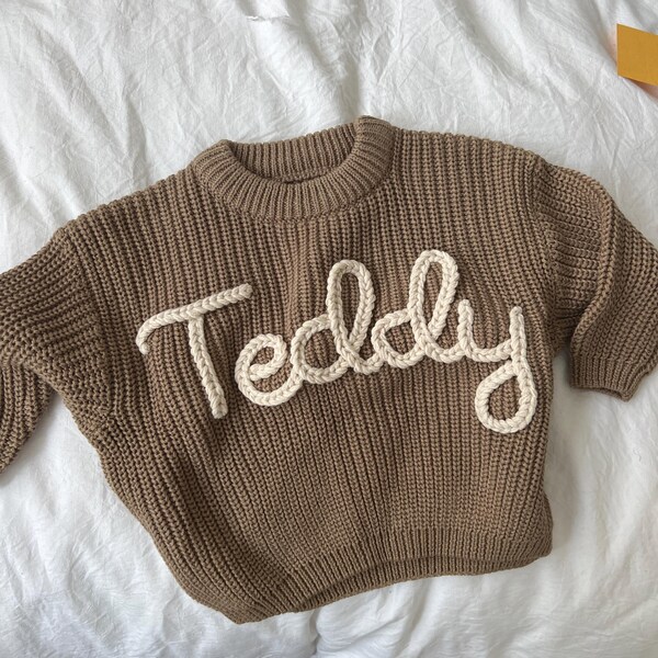 Personalized Hand Embroidered Name Baby Sweater, Monogrammed Kids ...