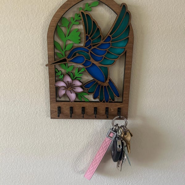 Hummingbird Key Hanger: Decorative Baltic Birch Wall Organizer - Etsy