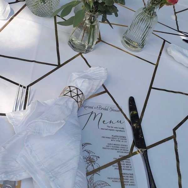 Gold Foil Acrylic Wedding Menu Card (4x9") Custom Event Decor, Luxury ...