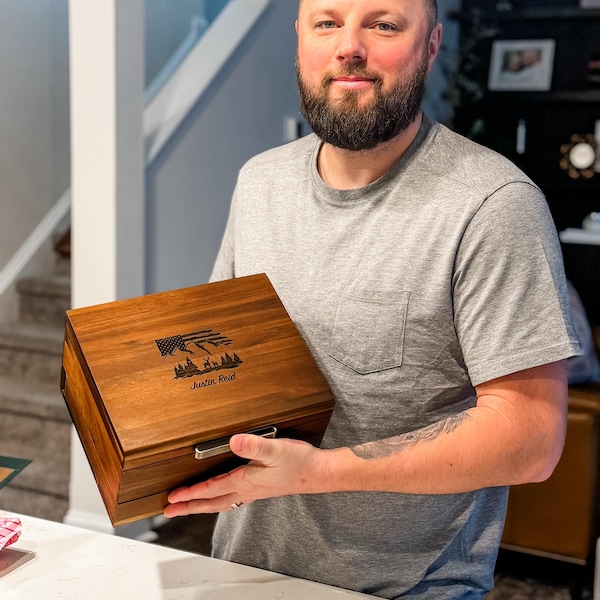 Personalized Watch Box for Men 8 Divider Slots Engraved Wooden Men ...