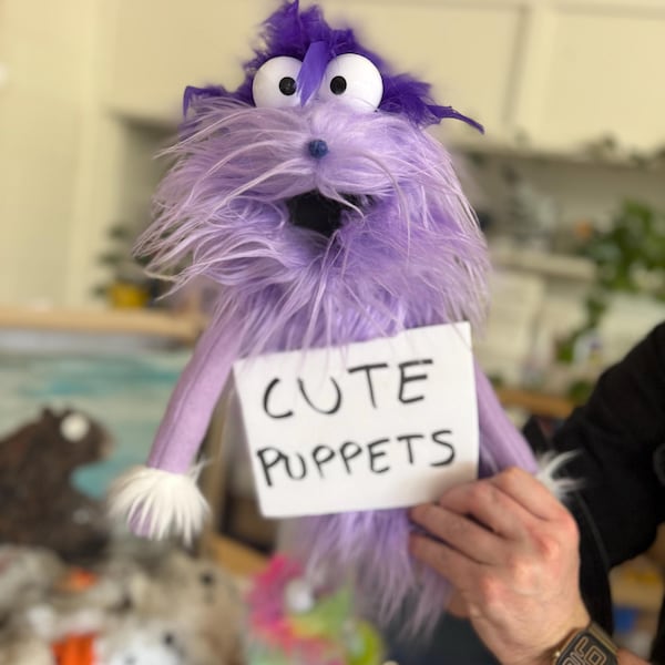 Blue Shaggy Fuzz Pro Monster Hand Puppet - Etsy