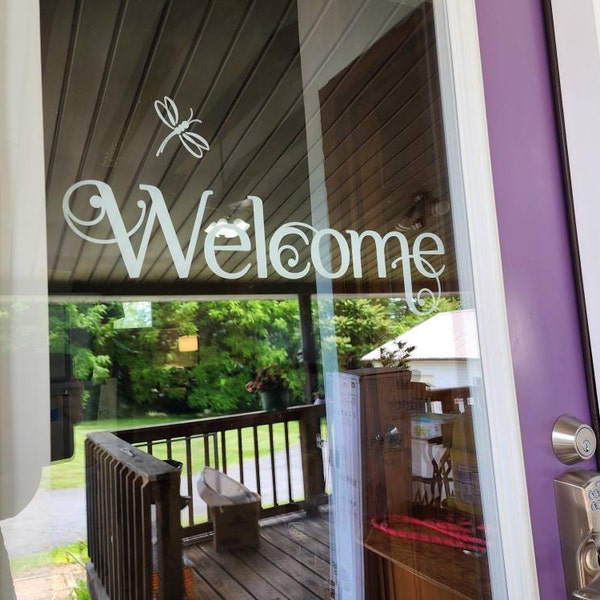 Scrolling Welcome Vinyl Decal - Welcome Vinyl Sticker - Welcome Door ...