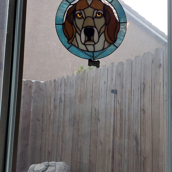 Custom Pet Portrait Pet Memorial Stained Glass Window Hangings - Etsy