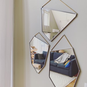 Geo Rock Shape Mirrors 4 Shapes Mirror Hanging, Modern Stained Glass ...