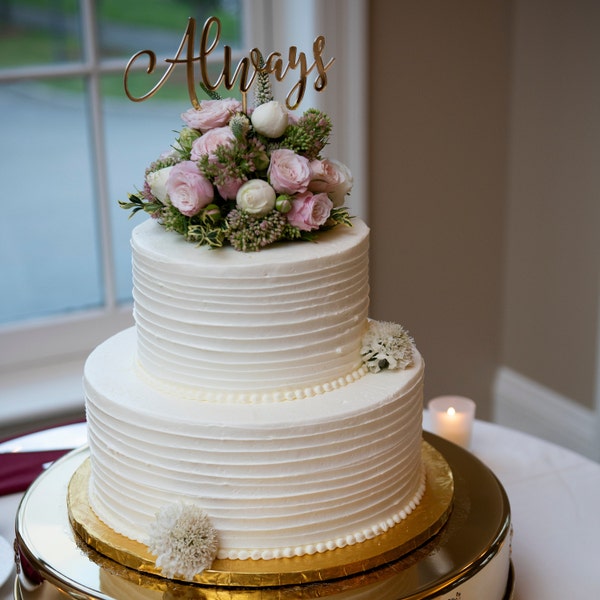 Wedding Cake Topper Always Gold Calligraphy Script Cake Decor in Custom ...