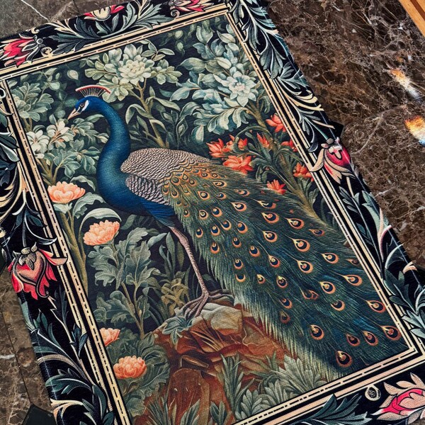 Floral Aesthetic Raven Rug | Crowcore Bedroom Decor William Morris ...