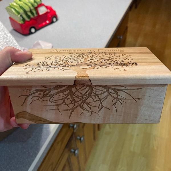 Small 8x4x3 Personalized Tree of Life Memory Box, Family Tree Keepsake ...