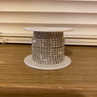 Silver Rhinestone Chain by Yard With Clear Crystal in Silver Setting ...