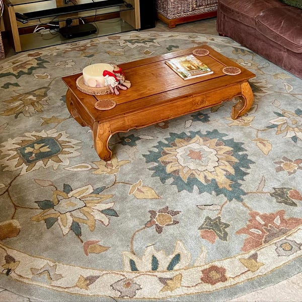 Irregular Shaped Throw Rug Illusion Pattern Hand-tufted 100% Pure Wool ...