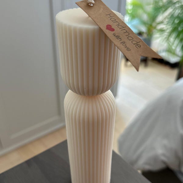 Tall Ribbed Candle, Greko Column Ribbed Candles, Ribbed Pillar Candle ...