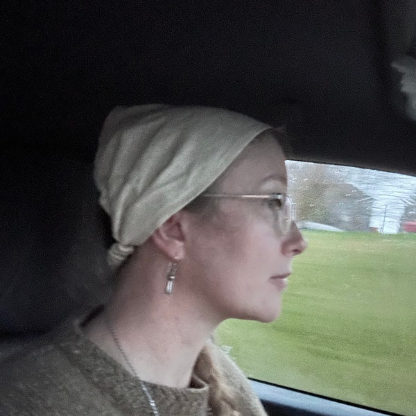 Linen Lace Trim Triangle Head Scarf, Wrap Elastic Headband, Kercheif ...