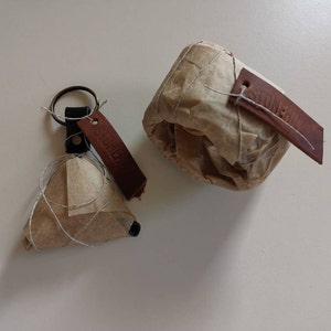 Leather Keychain, Leather Key Holder, Triangle Key Fob, Small Coin ...