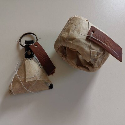 Leather Keychain, Leather Key Holder, Triangle Key Fob, Small Coin ...