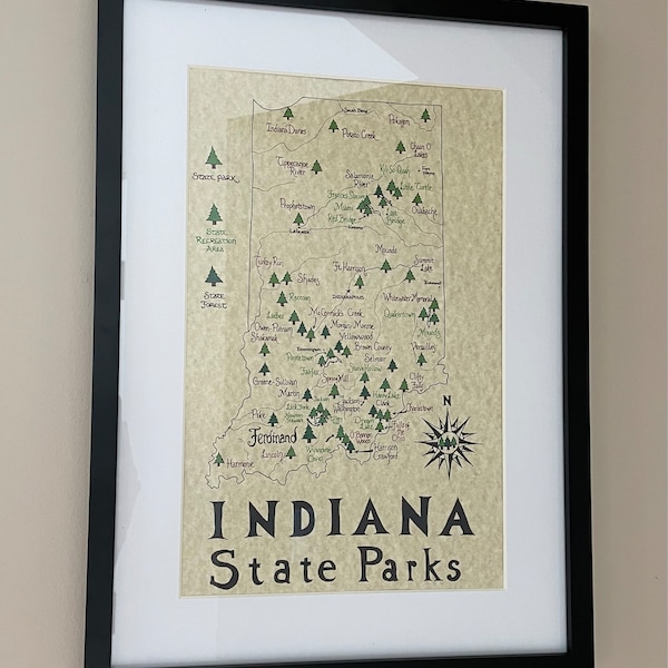 Indiana State Parks Map - Etsy