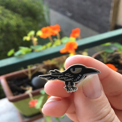 Side Eye Crow Grumpy Raven Enamel Pin - Etsy