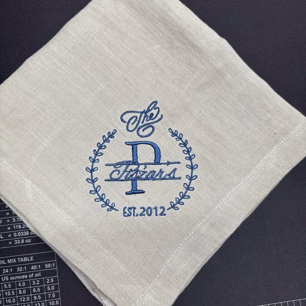 Embroidered Napkins Letter Monogrammed Napkins Dinner Napkins Wedding ...
