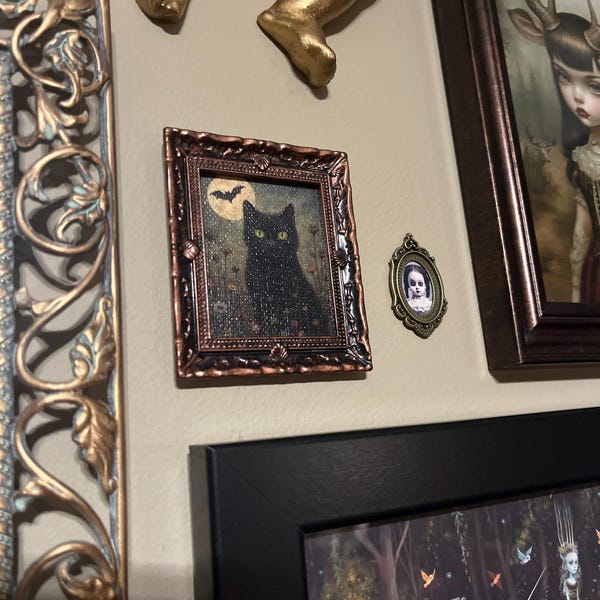 Dollhouse Art Creepy Mini Painting Halloween Miniature Picture Framed ...