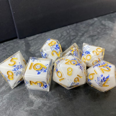 Dragon Hand-painted Dice Set Dnd Dice Set Obsidian Polyhedral Dice Set ...