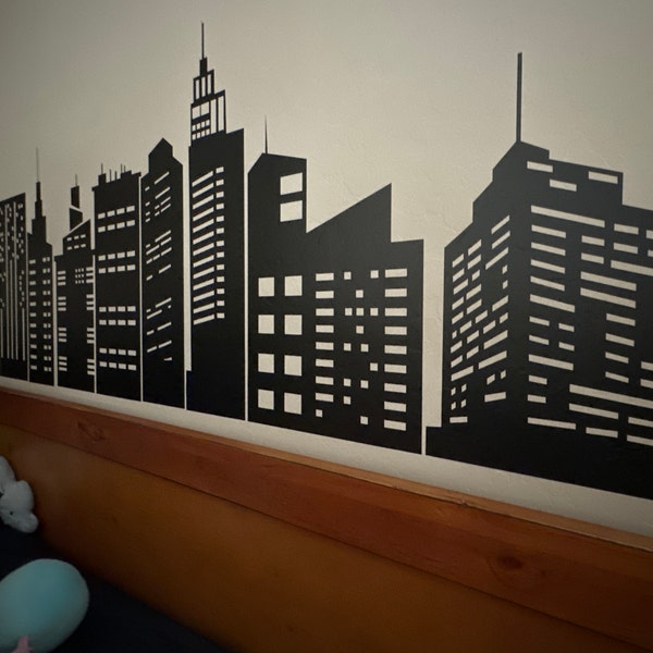 City Skyline Wall Decal,large City Decal,city Vinyl Wall Sticker ...