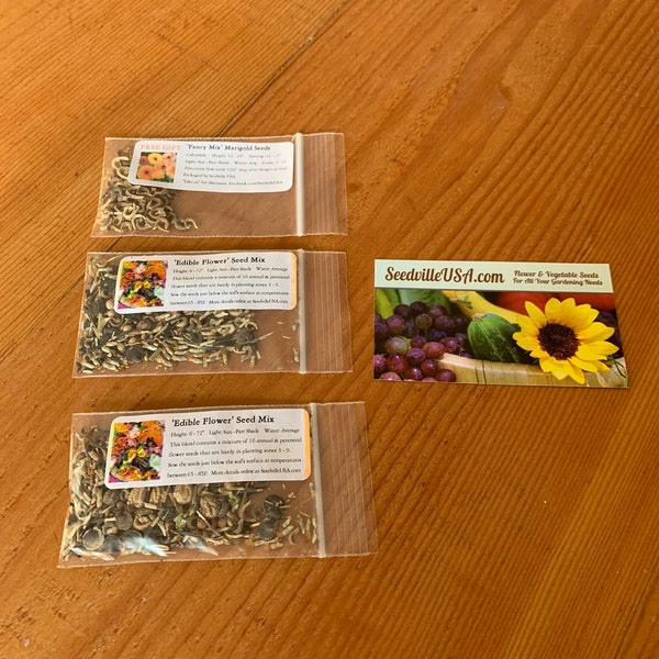 EDIBLE FLOWER MIX Seeds - 16 Types: Marigold Daisy Viola Safflower ...