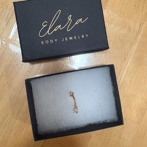 Rose Gold Belly Button Ring Internally Threaded CZ | Dainty Belly ...