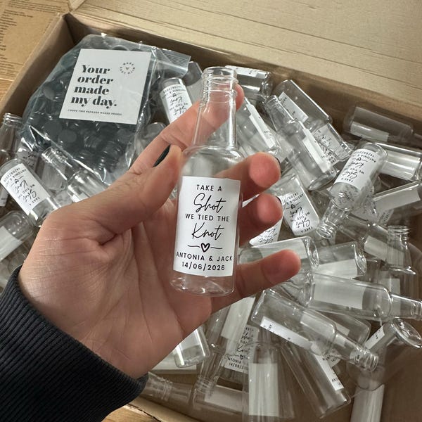 Personalised Shot Bottles: Wedding/party Favors - Etsy UK