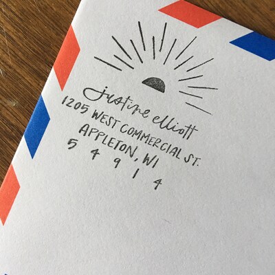 Custom Hand Lettered Address Stamp Sun - Etsy