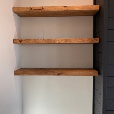 Wood Floating Shelf 12-inches Deep 3-inch Thick Rustic Shelf Reclaimed ...