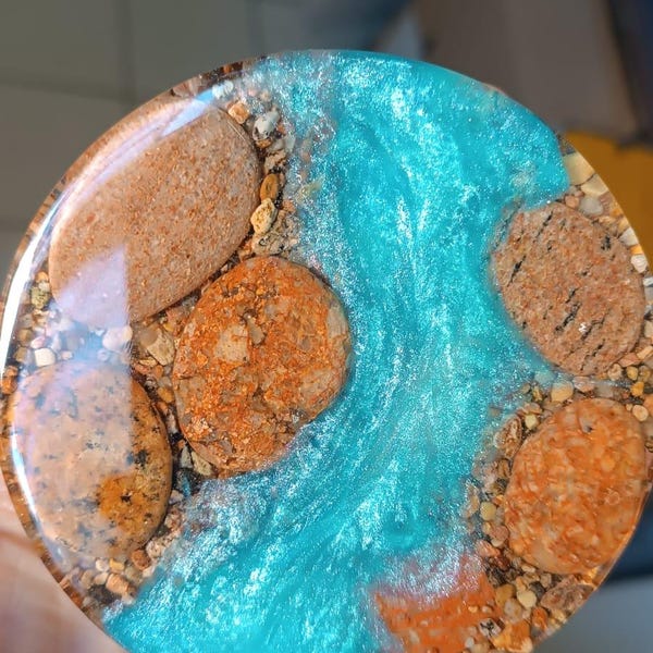 Epoxy River Coasters, Epoxy Art, Resin Coasters, Pebble Beach, Blue ...