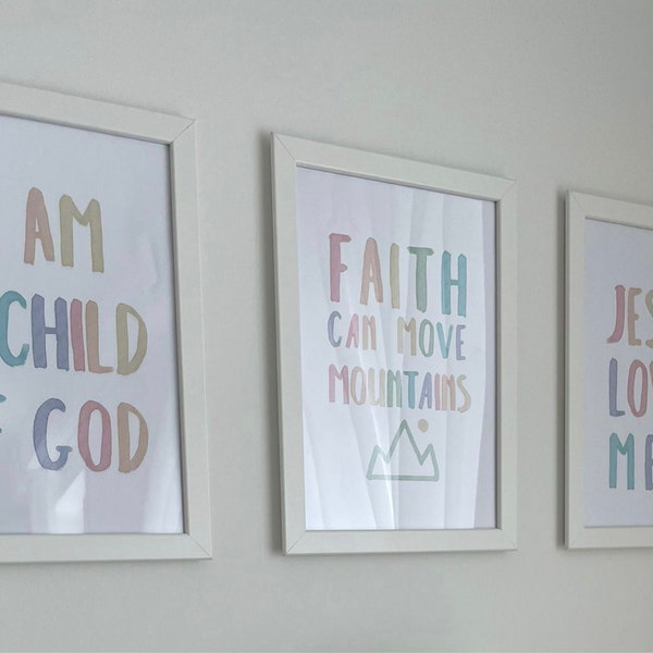 Christian Nursery Wall Decor, Set of 6 Bible Verse Wall Art, Nursery ...