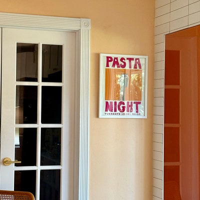 Pasta Night Poster Spaghetti Poster Food Print Modern Kitchen Decor ...