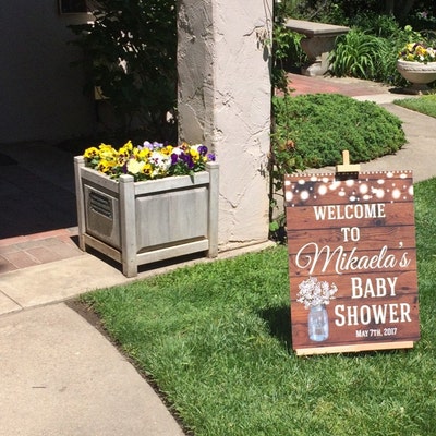 Rustic Baby Shower Sign Template, Flower Baby Shower Sign, Wood Baby ...