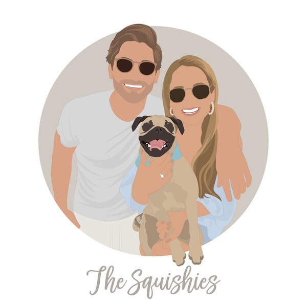 Custom Minimalist Family Portrait With Your Names! Faceless Digital ...