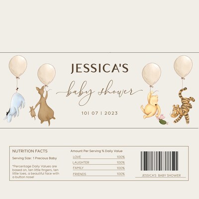 Winnie the Pooh Baby Shower Hershey Bar Wrapper Classic Pooh Bear ...