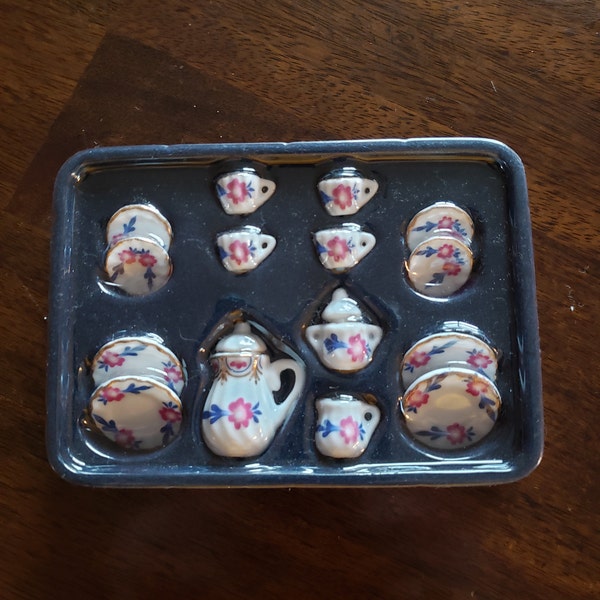 Miniature Ceramics Tea Cup Set Miniatures Cups Teapot Dollhouse ...