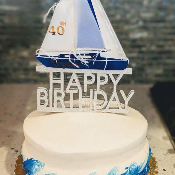 Personalized Boat Cake Topper for a Nautical Birthday, Nautical Party ...