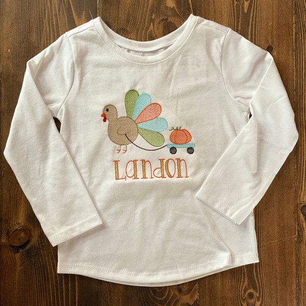 Thanksgiving Boy Turkey Pulling Pumpkin on Wagon Sketch Fill, Light ...