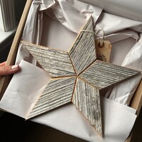 White Wood Star Christmas Tree Topper Decoration 12 Star Tree Topper ...