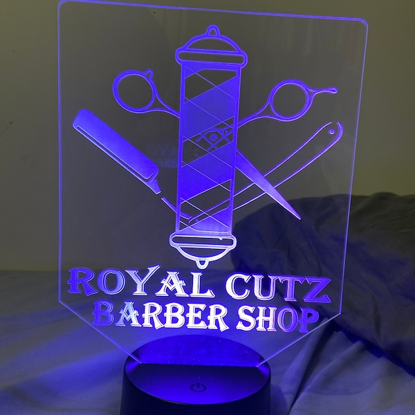 Barber Shop Light up Sign, Personalized Free, LED Night Lamp, With ...