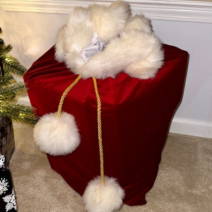Red Velvet Extra Large Christmas Santa Sack, Luxury Velvet and Faux Fur ...