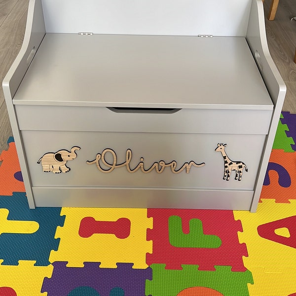 Personalised Toy Box - Soft Grey - Etsy UK