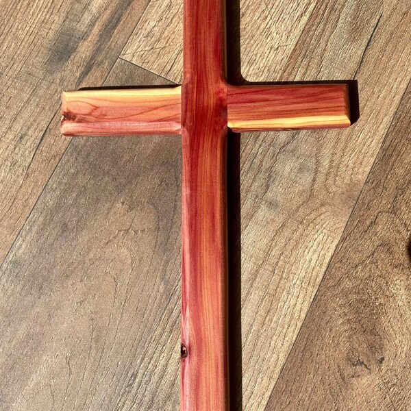 Handcrafted Cedar Cross Wall Hanging With Red Oak Overlay - Etsy