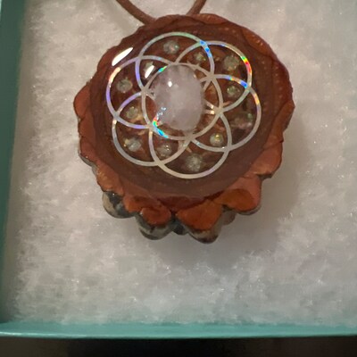 Supernova With Opal & Mandala Pinecone Pendant Necklace Sacred Geometry ...