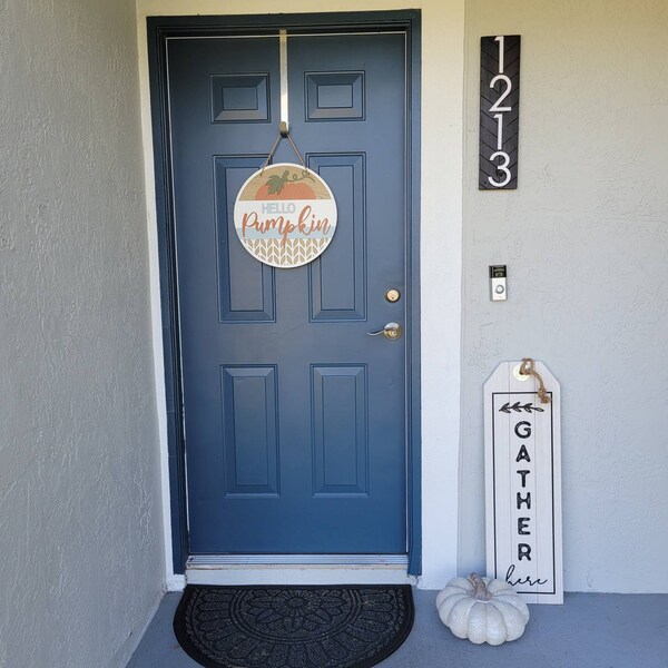 Fall Door Hanger | Fall Door Sign | Fall Door Decor | Hello Pumpkin ...