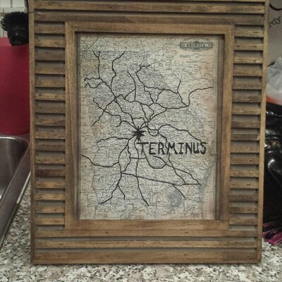 The Walking Dead Terminus Replica Map Prop Vintage Design Zombie Negan ...