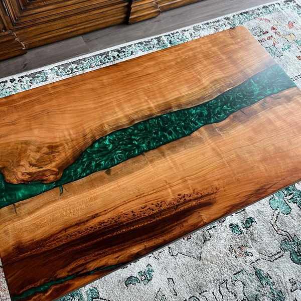 Epoxy River Table, Cherry Slab Table, Live Edge Table, Epoxy Coffee ...