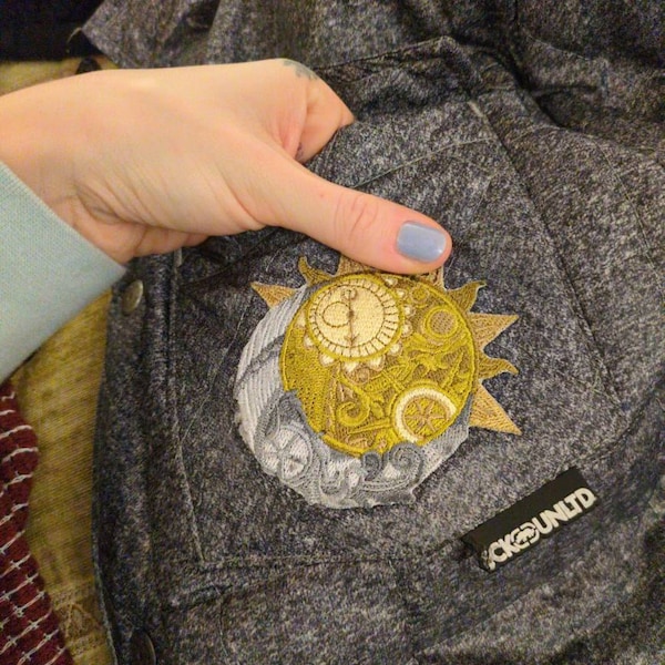 Steampunk Celestial Heavens Clockwork Sun and Moon Embroidered Patch - Etsy
