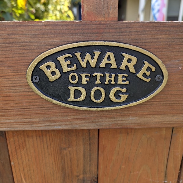Beware of Dog, Sign, Cast Iron, Dog Sign, 6 3/4" Wide, 3 3/8" Tall - Etsy